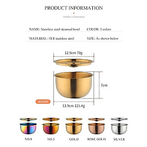 Stainless Steel Steamed Egg Bowl With Lid Cake Container Stirring Home Egg Bowl Storage Holder-Red