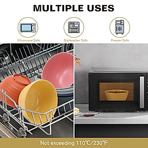 ZENGABIA Wheat Straw Bowls, 34 Oz Large Plastic Cereal Bowls Sets of 8, Unbreakable Deep Soup Bowl Reusable Microwave Dishwasher Safe BPA-Free for Salad Noodle Ice Cream, Multicolor