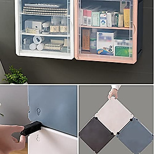 Medicine Box Wall-Mounted Medicine Cabinet Household Multi-Layer Free Movement of Compartments Non-Porous Wall Mount Plastic (Without Medicine)