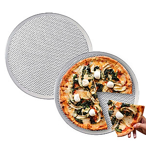 YEUIKERR 2 Pack Pizza Screen,12 Inch Non-Stick Bakeware Baking Screen, Aluminum Pizza Pan with Holes Pizza Mesh, Seamless