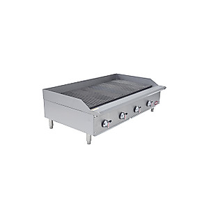 Kratos 48" Commercial Gas Charbroiler - Countertop 4-Burner Stainless Steel Grill, 140,000 BTU Output (29Y-003)