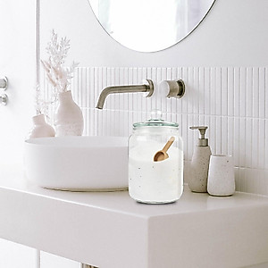 2 Sets 70 oz Bath Salts Glass Jar - Bath Salt Container with 2 Wooden Scoop and 2 Airtight Lid, Large Storage Canister Glass Bath Salt Jar for Bath Salt Flour Salt Candy Tea Bathroom Bath Decor