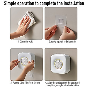 Elvaesther Wall Wrap Storage Box Dispenser, Plastic Fresh Keeping Bag Storage Box Wall Mounted Cling Film Storage Box with 300 Food Cling Film Removable Cling Film Box