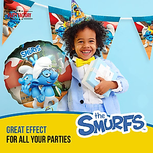 Party Factory `Smurfs' balloon garland of 60 white, blue and yellow latex balloons, 9.8 and 4.7 inch, 157.4 inch balloon ribbon included