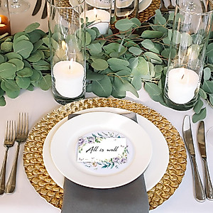 Whaline 100Pcs Floral Butterfly Place Cards 2 x 3.5 Inch Watercolor Purple Flower Tented Cards Table Name Sign for Party Banquet Reception Table Setting Supplies