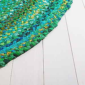 Safavieh Braided Collection Area Rug - 4' x 6' Oval, Green, Handmade Country Cottage Reversible Cotton, Ideal for High Traffic Areas in Living Room, Bedroom (BRD452Y)