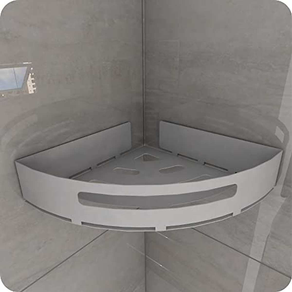 METALCROMO 1-Pack Shower Shelve for Tile Walls, No Drilling Required Stainless Steel Corner Shower Caddy for Shampoo Conditioner, Bathroom Organizer No Drilling (White)