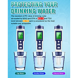 5 in 1 TDS Meter PH Tester, 0.01 High Accuracy Digital PH Meter for Water, PH/TDS/EC/Salt/Temp Tester, PPM Meter Water Tester for Drinking Water, Hydroponics, Plants, Aquarium and Pool