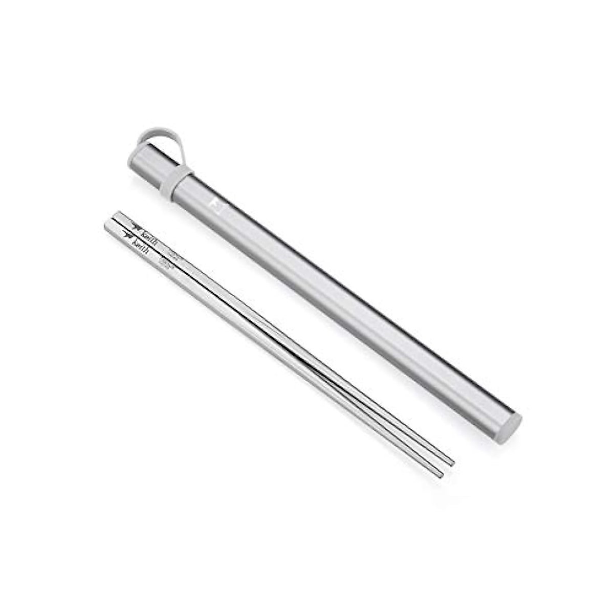 Keith Titanium Ti5633 Solid Square Handle Chopsticks with Aluminum Case (Grey) ●●●●●●● Keith's 18th Anniversary: Exclusive Price!