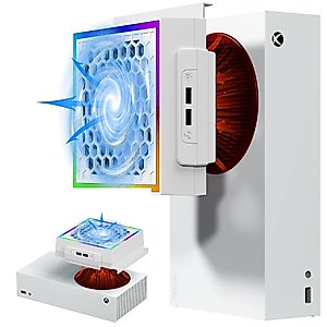 RTTACRTT Cooling Fan for Xbox Series S with RGB Lighting, Low Noise 3-Stage Adjustable Speed High-Performance Cooling System, 3 Speed 1500/1750/2000RPM (140MM), 7 Light Mode with 3.0 Port Cooler Fan