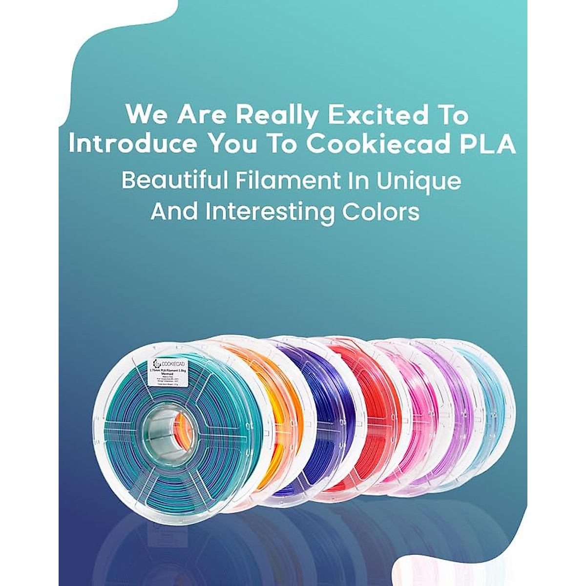 Cookiecad PLA Filament 1.75mm 1kg Rainbow Multicolor 3D Printer Filament - Mermaid PLA