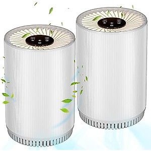 2 Pack Druiap Air Purifiers for Home Bedroom up to 690ft², H13 True HEPA Filter Air Cleaner Purify 99.97% Micron Particles/Bad Air/Smoke/Pet Dander/for Office, Dorm, Apartment, Kitchen(KJ80 White)