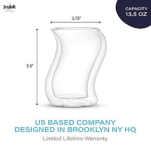 JoyJolt Pivot Double Insulated Tumblers - Set of 2 Exceptional 13.5 oz Iced Coffee Tumbler - Elegant Bar Glasses for Coffee, Tea, or Cold Beverages - 2 x 405 ml Iced Coffee Glasses for Hot Summers