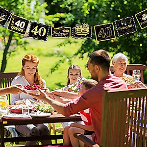 Large Happy Birthday Sign Cutouts Banner Birthday Anniversary Decoration Party Supplies Door Sign Birthday Theme Party Wall Decoration Signs 10 Counts (40th)