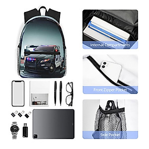 Backpack Police Car, Travel Laptop Backpacks Casual College Daypack School Bag for Boys Girls Men Adult