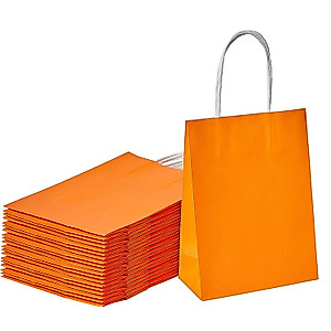 SUNCOLOR 25 Pieces 6" Mini Goodie Bags Small Orange Gift Bags with Handle for Party Favor Bags(Orange)