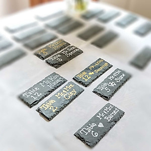 Cohas Slate Wedding and Event Place Cards Includes 20 Small 2 by 5 Inch Slate Pieces, Refill Kit, No Marker