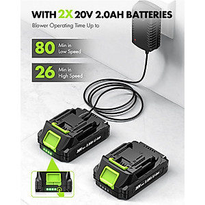 Leaf Blower Cordless with Battery and Charger - Anykit Electric Leaf Blowers Battery Operated, Lightweight 20V 2 Speed Modes Handheld Blower for Lawn Care Green