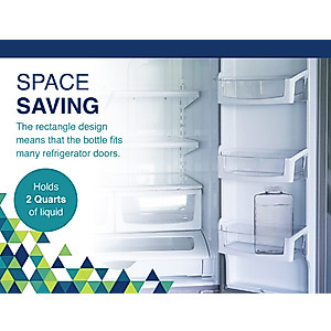 Arrow 2 Qt Bottle with Cap for Cold Drinks - Clear View Plastic Refrigerator Bottle with Easy-Pour Spout and Graduated Markings - Made in USA, BPA Free Plastic - Ideal for Water, Iced Tea, Juice