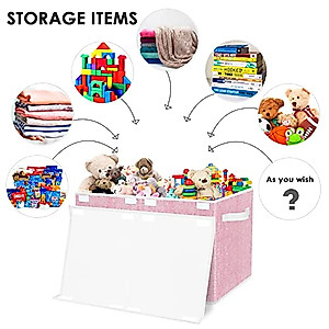 homyfort Large Toy Box Chest for Girls, Kids Toy Bin Storage Organizer with Lid for Babies,Toddlers,Nursery,Playroom (Pink)