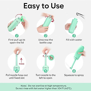 Easy@Home Portable Bidet for Travel: Peri Bottle for Postpartum Care - Handheld Sprayer for Women & Men | 380ml(12.8oz) Large Personal Hygiene Cleaning Bottle | EPB-01 Green