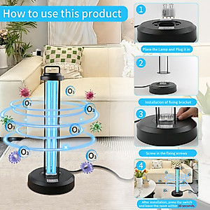 38W UV Sanitizer Light, Portable Ozone Ultraviolet Light with 3-Gear Timer and Remote Control, 110V Home Disinfection Device, 99.99% UVC Cleaning Ozone Lamp for Home, Office, Hotel, School
