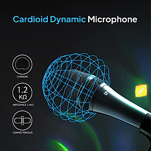 CAROL AC-910 Vocal Microphone - Cardioid Dynamic Microphone with AHNC Noise Cancellation, for Professional Live Stage Singing Performance, Includes Mic Clip and 14.8ft XLR Cable