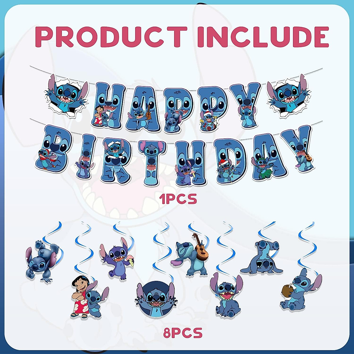 Cartoon Birthday Decorations Happy Birthday Banner Hanging Swirls for Birthday Party Supplies