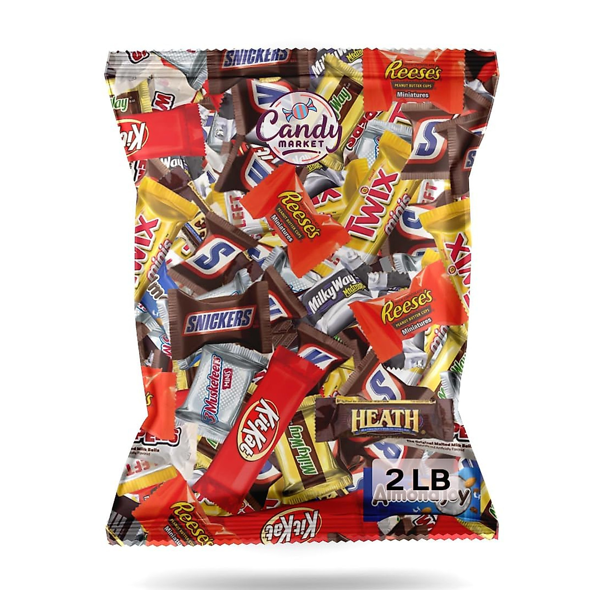 Golax Assorted Bulk Chocolate Mix - Snickers, Kit Kat, Milky Way, Twix, Whoopers, Heath & More! By Candy Market (32 Ounces)