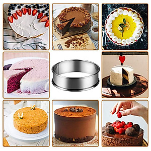 Gutsdoor 12 Pieces Muffin Tart Rings Crumpet Tart Rings Stainless Steel Metal Round Double Rolled English Muffin Rings Mold 3.15 Inch with Free Silicone Oil Brush, Cleaning Brush for Home Baking Tools