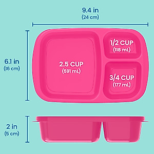 Bentgo Easyboxes - Original Stackable Lunch Boxes - Reusable 3-Compartment Food Containers for Kids and Adults - Bento Lunch Box for Meal Prep, School, & Work - BPA Free, Set of 4 (Jewel Brights)