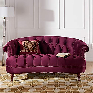 Jennifer Taylor Home Ariana Victorian Chesterfield Loveseat, Burgundy Velvet
