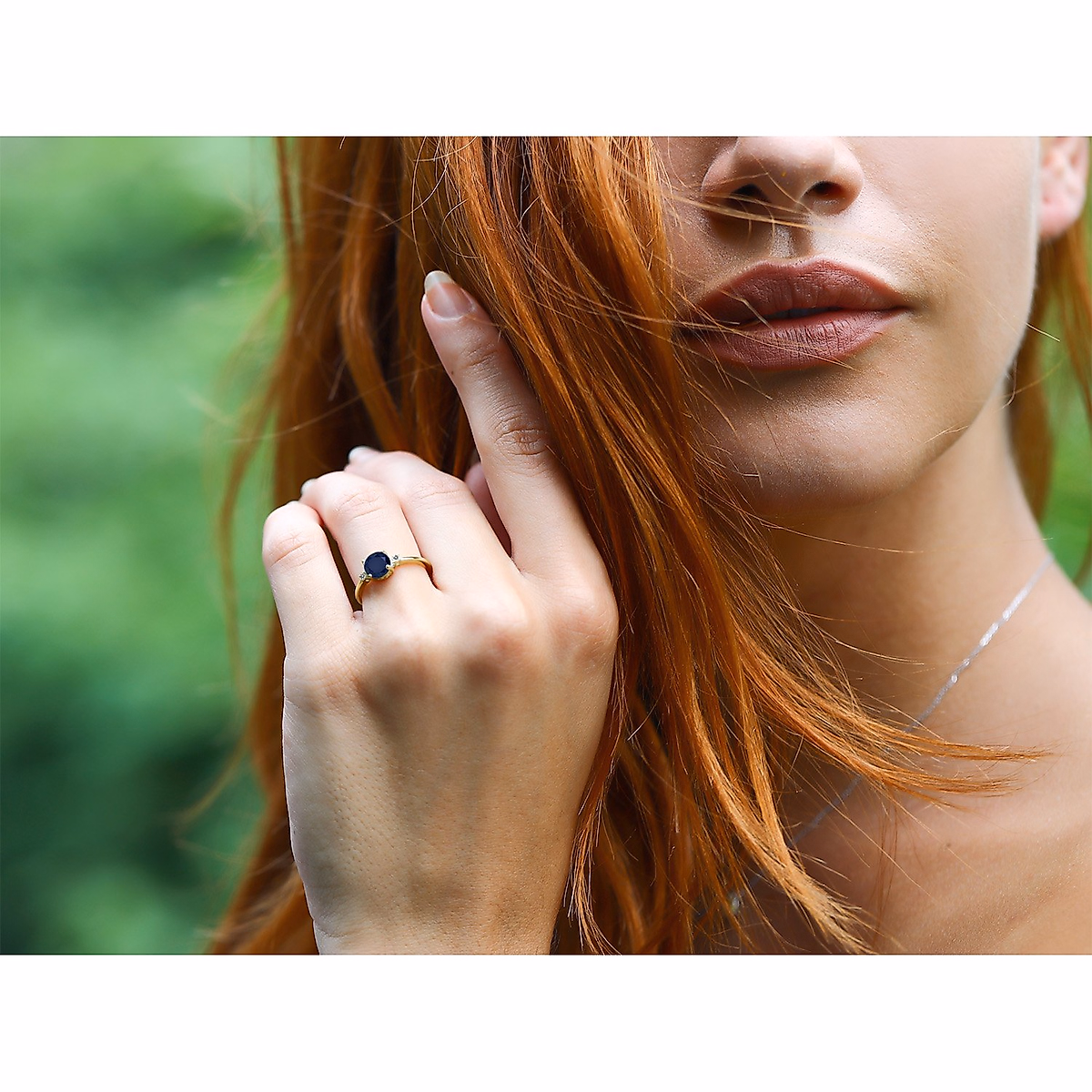 Gem Stone King 10K Yellow Gold Blue Sapphire and White Diamond Solitaire Engagement Ring For Women (1.03 Cttw, Round 6MM, Gemstone September Birthstone, Size 5)