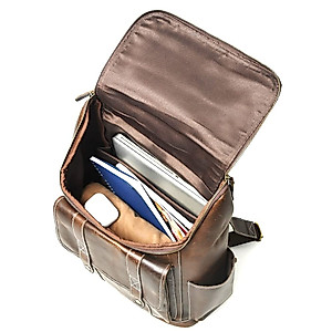 Gratlin Buffalo Leather Backpack for Men & Women 17 Inches | Vintage Genuine Leather Laptop Backpack | Full Grain Brown Leather Rucksack Knapsack with Padded Laptop Sleeve Best for Office Travel Use