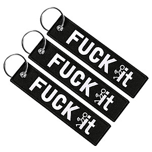 MELIFE Flag Keychain Tag with Key Ring, 3 Pack Keychain for Motorcycles, Scooters, Cars, and Gifts (Fuck it)