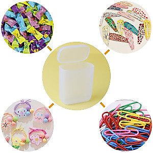 OKOMATCH 3 Pcs Qtip Holder Travel Portable Case Dispenser Container With Lid Hair Tie Clips Organizer For Girls Floss Pick Holder Storage Small Items Bathroom Endtable Office Desktop (Frosted White)