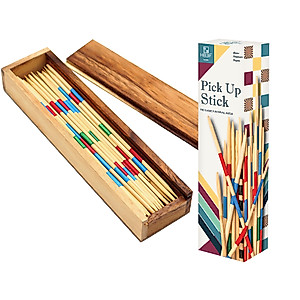 BSIRI Mikado Wooden Pick Up Sticks Classic Kids Board Game for Adults and Teens in Family and Children Board Games for Kids 7 and Brain Teasers of Mathematics Fun Table Games
