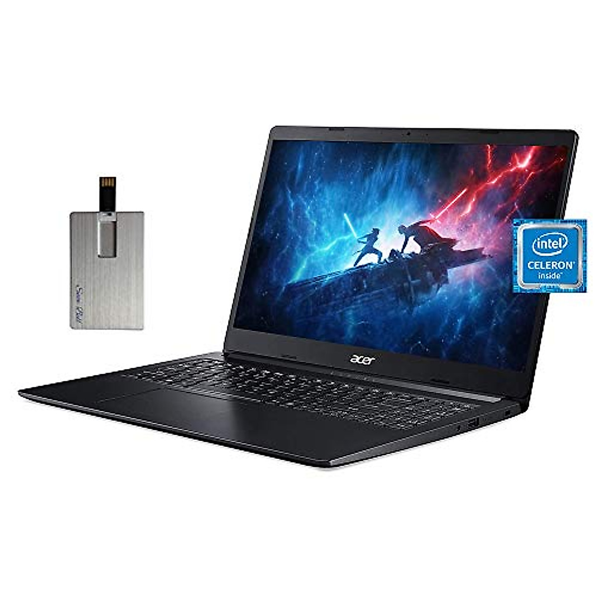2021 Acer Aspire 1 15.6" FHD Laptop Computer, Intel Celeron N4020 Processor, 4GB RAM, 64GB eMMC, 1 Year Office 365, Intel UHD Graphics 600, Webcam, HDMI, Win 10 S, Black, 128GB SnowBell USB Card