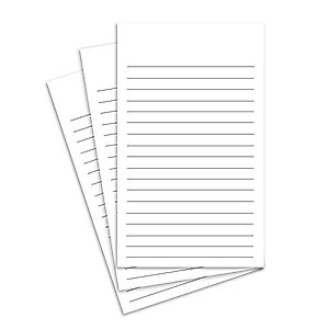 Thick White Note Cards for notes or thoughts, Printed black ruled lines Both sides - Vertical Ruled Cards "100 per pack" (5 x 8)