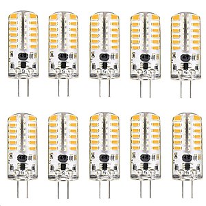 G4 LED Bulbs 12V 3W Bi-Pin LED Light Bulbs 48×3014 SMD 20W Halogen Bulb Replacement Silicone Coated Shatterproof 220 Lumens 360° Beam Angle AC/DC (Warm White), 10 Count (Pack of 1)