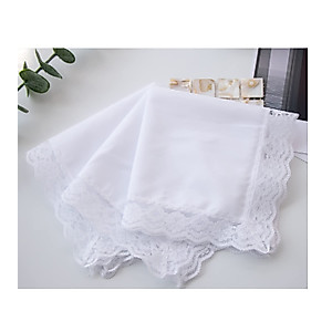Lace White 100% Cotton Handkerchiefs Hankies for Women Wedding Gift White 3Pieces