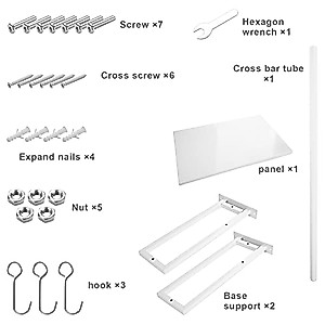 ABCOOL Wall Mount Microwave Oven Shelf Rack for Kitchen Home, Carbon Steel Counter Countertop Holder with Hook Rail and 3 Slidable Hooks