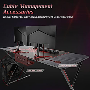 EUREKA ERGONOMIC Gaming Desk 55 Inch,PC Gaming Table, X Shaped Gaming Computer Desk with Mouse Pad, Carbon Fiber Home Office Gamer Desk with Cup Holder & Headphone Hook & Controller Stand,Black