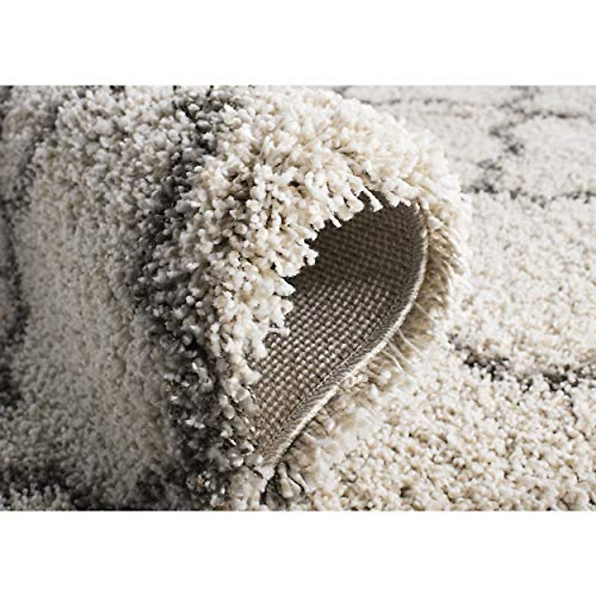 SAFAVIEH Hudson Shag Collection Area Rug - 6' x 9', Ivory & Grey, Moroccan Trellis Design, Non-Shedding & Easy Care, 2-inch Thick Ideal for High Traffic Areas in Living Room, Bedroom (SGH282A)