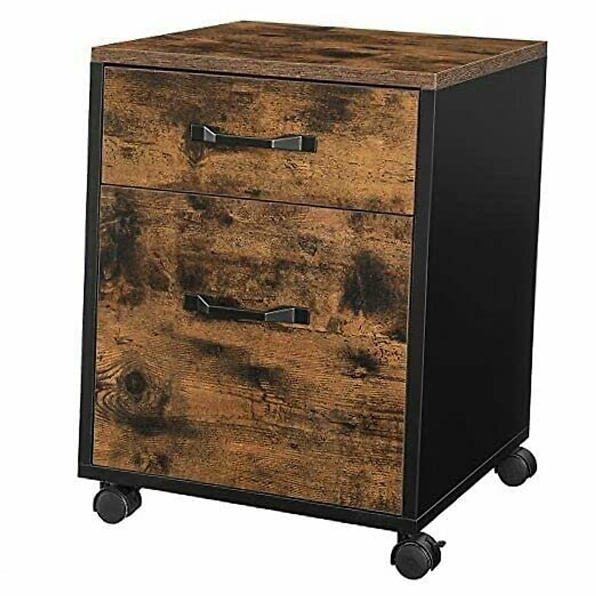 MAXCBD Nightstand Bedside Table Drawer Cabinet Industrial File Cabinet 2 Drawers Filling Cabinet with Wheels 2Drawers 1Large Top Storage Tower Dresser