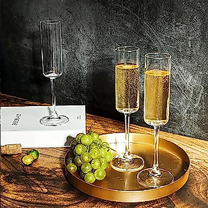 Champagne Flutes Set of 12, 6oz Classic Champagne Glasses, Sparkling Wine Glass, Stemmed Champagne Flutes for Party, Wedding and Home - Clear