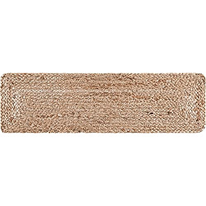 Unique Loom Braided Jute Collection Classic Quality Made Natural Hand Woven Area Rug (0' 9 x 2' 6 Stair Tread, Natural)