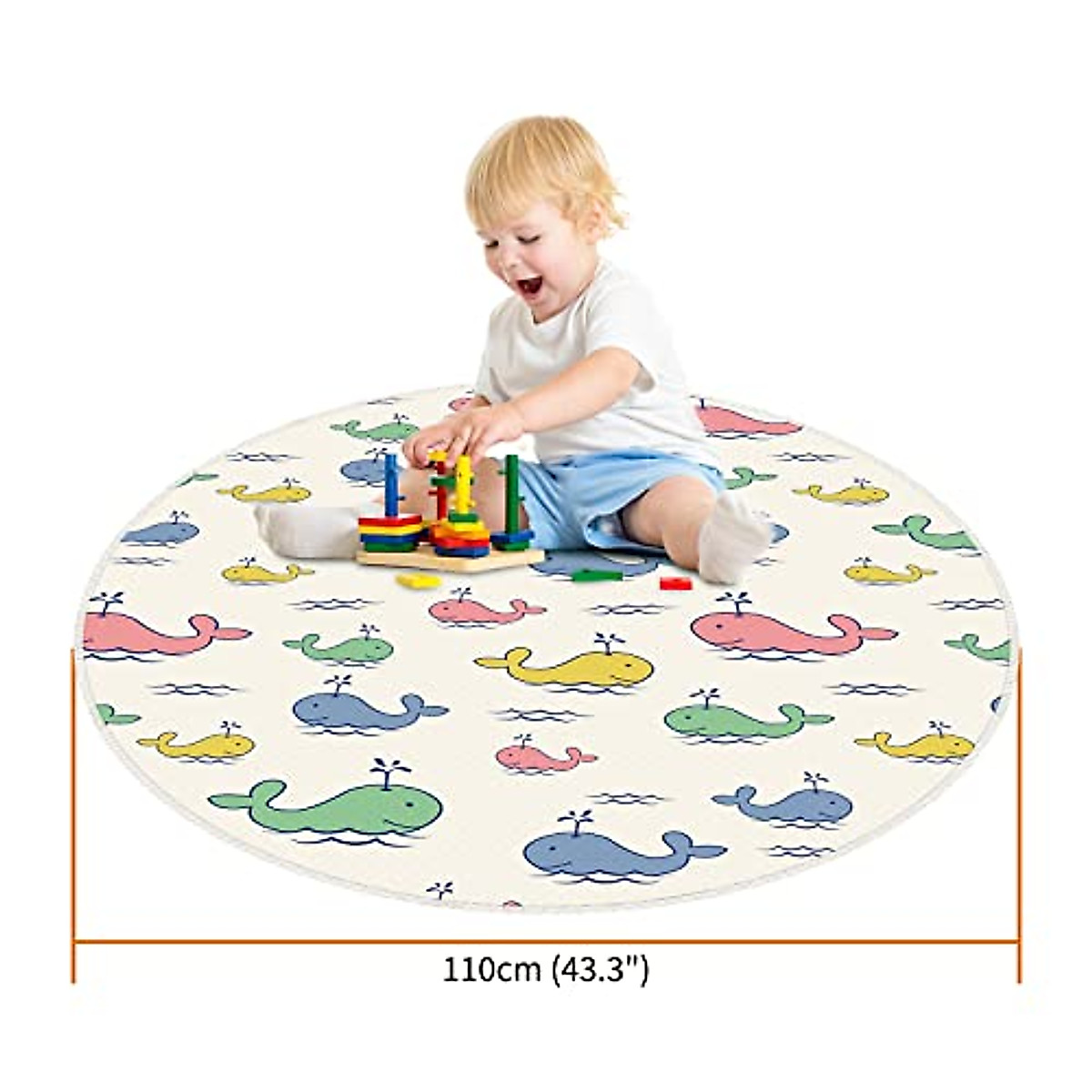 Splat Mat for Under High Chair 43.3″, Waterproof Anti Slip with No Layering Design Splash Mat for Art/Crafts/Playtime on Floor or Table, Reusable Eating Mess Mat Spill Mat Floor Protector