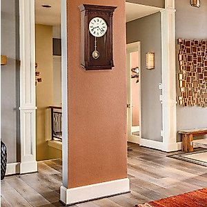 Howard Miller Alcott Wall Clock 613-229 – Windsor Cherry, Brass Pendulum with Mechanical, Key-Wound, Single-Chime Movement