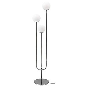 Ikea Simrishamn Floor lamp with LED Bulb Chrome Plated Opal Glass 804.377.76